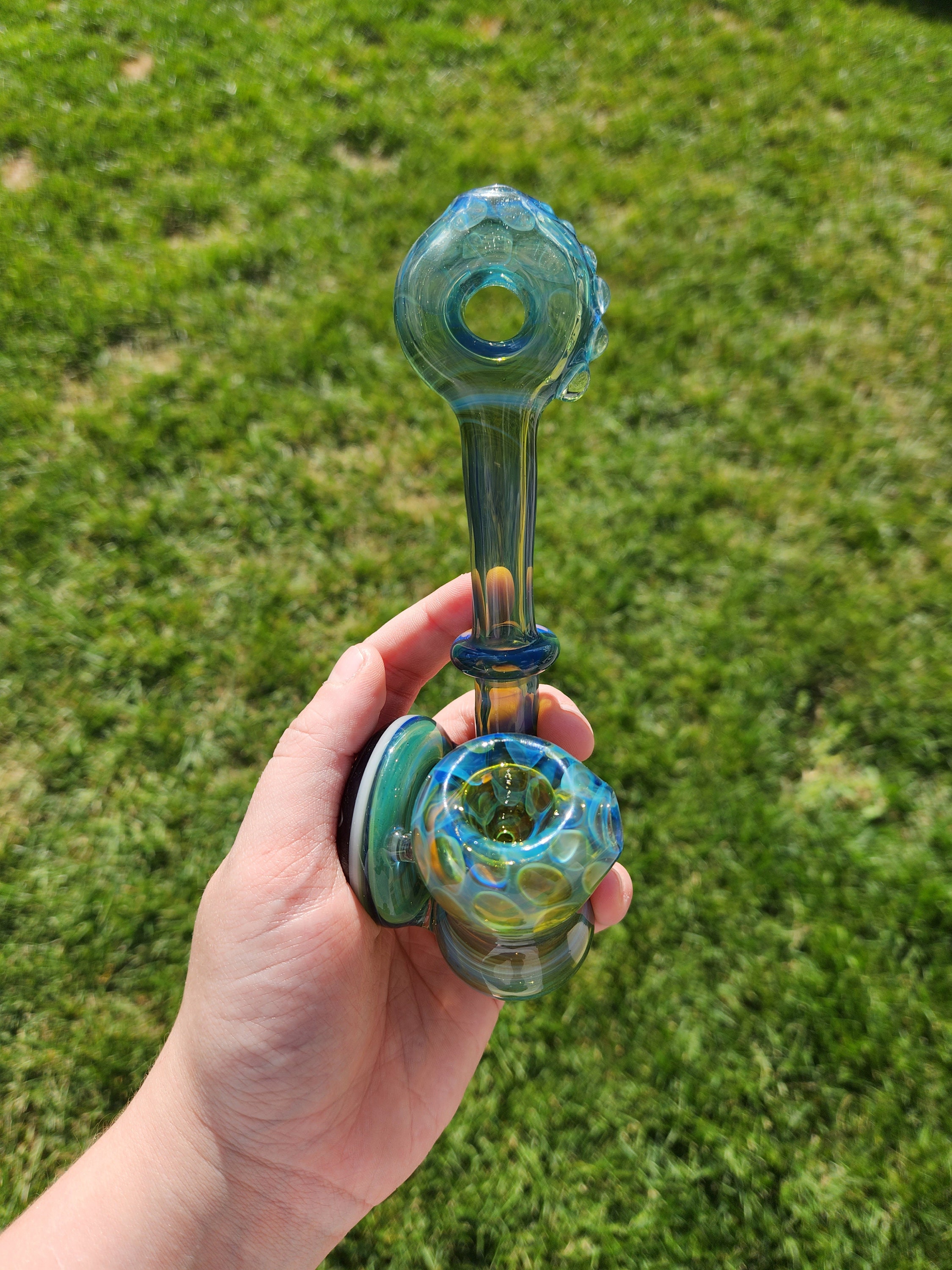 Blue and Green Glass Sherlock Pipe Boro Glass Heady Pipe - Etsy