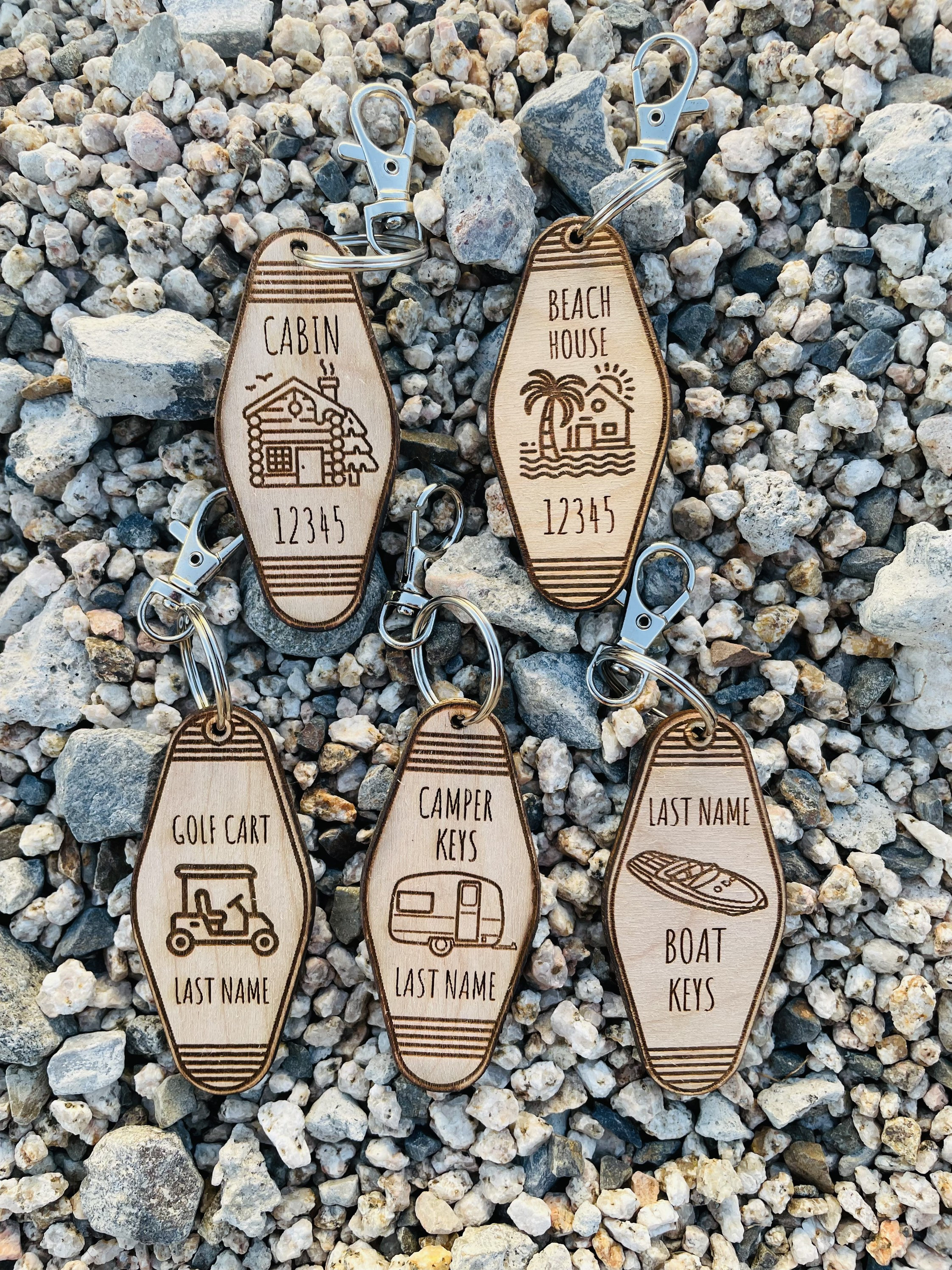 Wood Keychains, Motel Style Keychains, RV Keychains, Air Bnb Keychains ...
