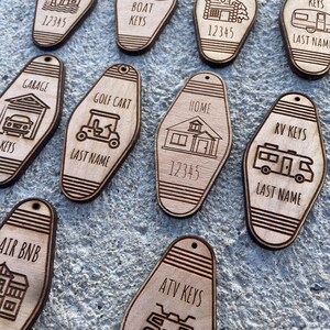 Wood Keychains, Motel Style Keychains, RV Keychains, Air Bnb Keychains ...