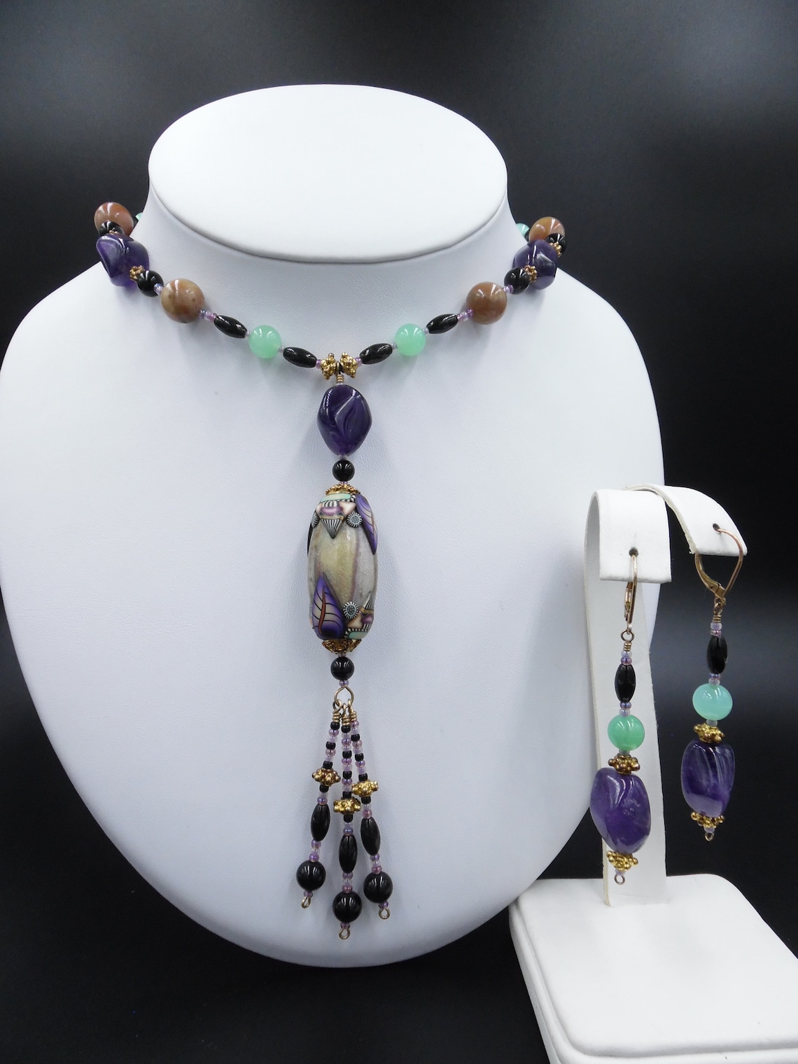 Unique Fimo & Semi-precious Stone Set - Etsy