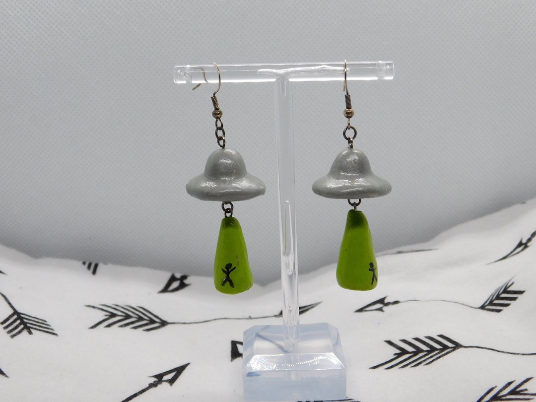 Handmade UFO Alien Abduction Clay Earrings - Etsy