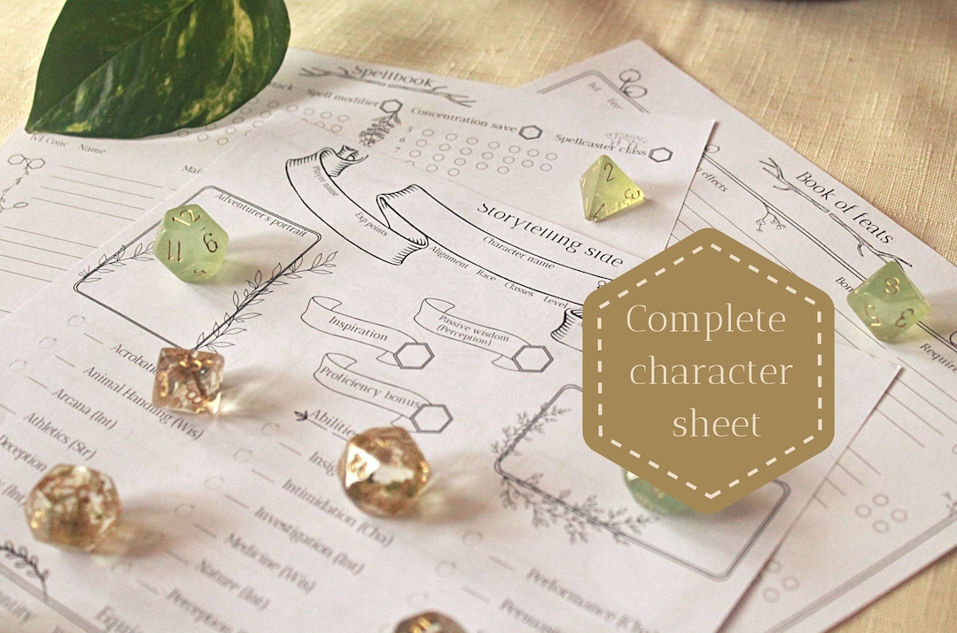 Dnd Character Sheet, Complete With Spells and Feats Sheets, Perfect for ...