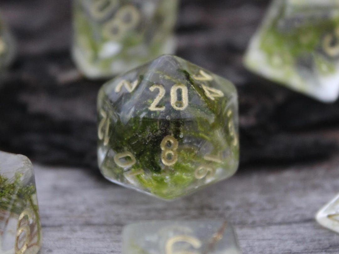 Dnd Mystic Moss D20 - Resin Handmade Dice With Real Moss, D20 for Elf ...