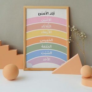 Rainbow Arabic Days of the Week Poster: Kids Learning Printable ...