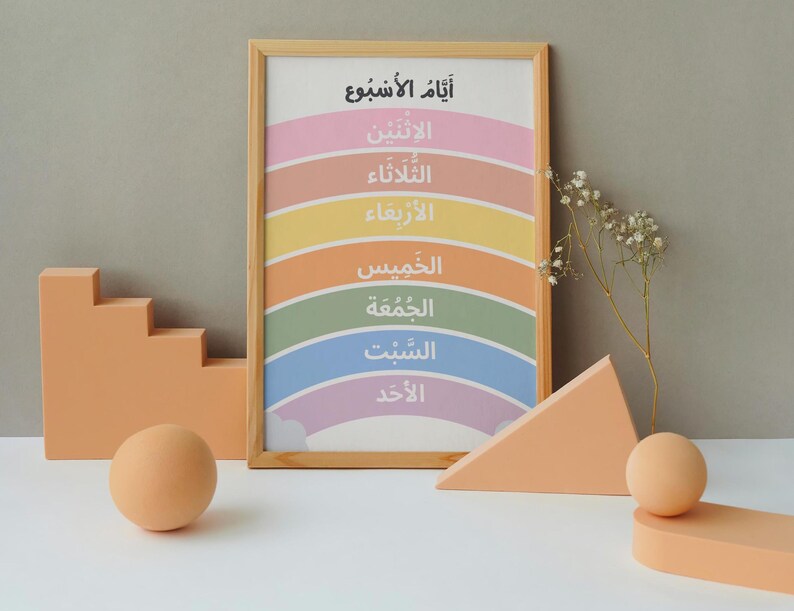 Rainbow Arabic Days of the Week Poster: Kids Learning Printable ...