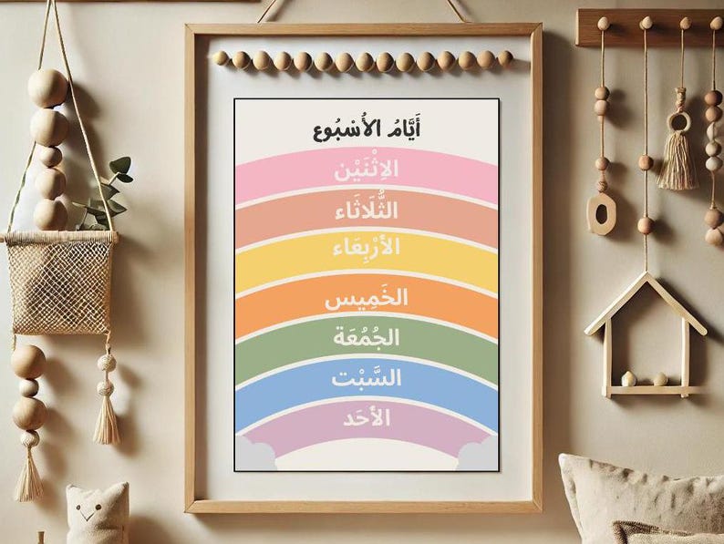 Rainbow Arabic Days of the Week Poster: Kids Learning Printable ...