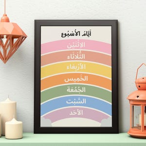 Rainbow Arabic Days of the Week Poster: Kids Learning Printable ...