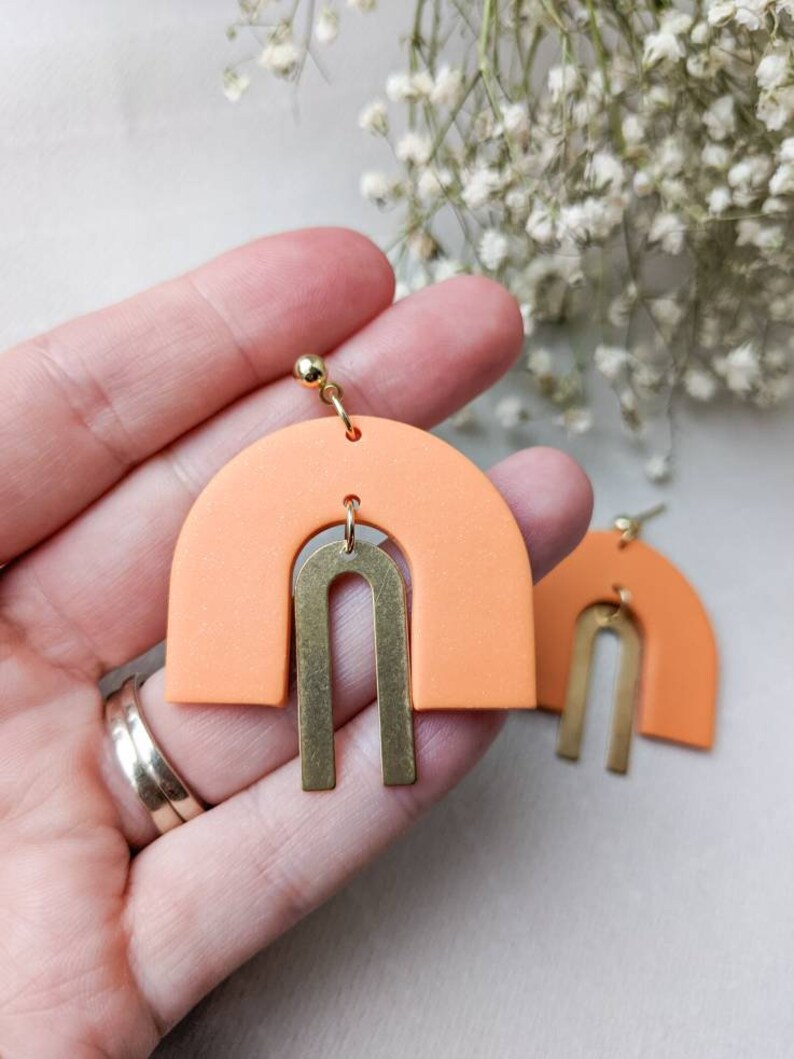 HARLOW Arch Dangle Polymer Clay Earrings With Brass Arch and - Etsy Canada