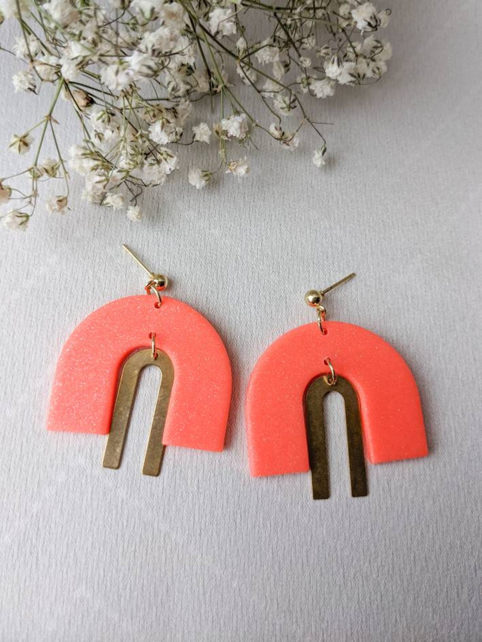 HARLOW Arch Dangle Polymer Clay Earrings With Brass Arch and - Etsy Canada