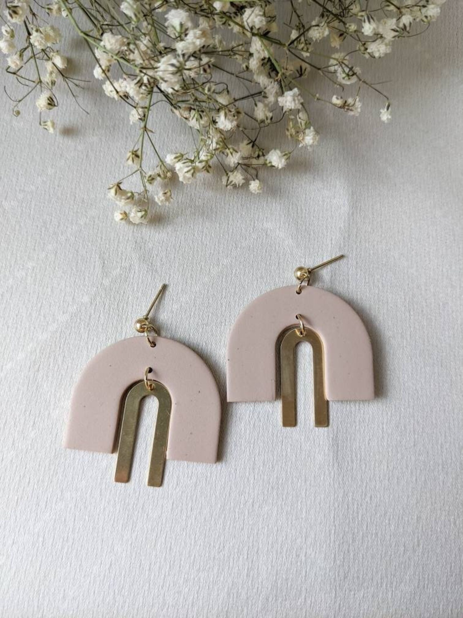 HARLOW Arch Dangle Polymer Clay Earrings With Brass Arch and - Etsy Canada
