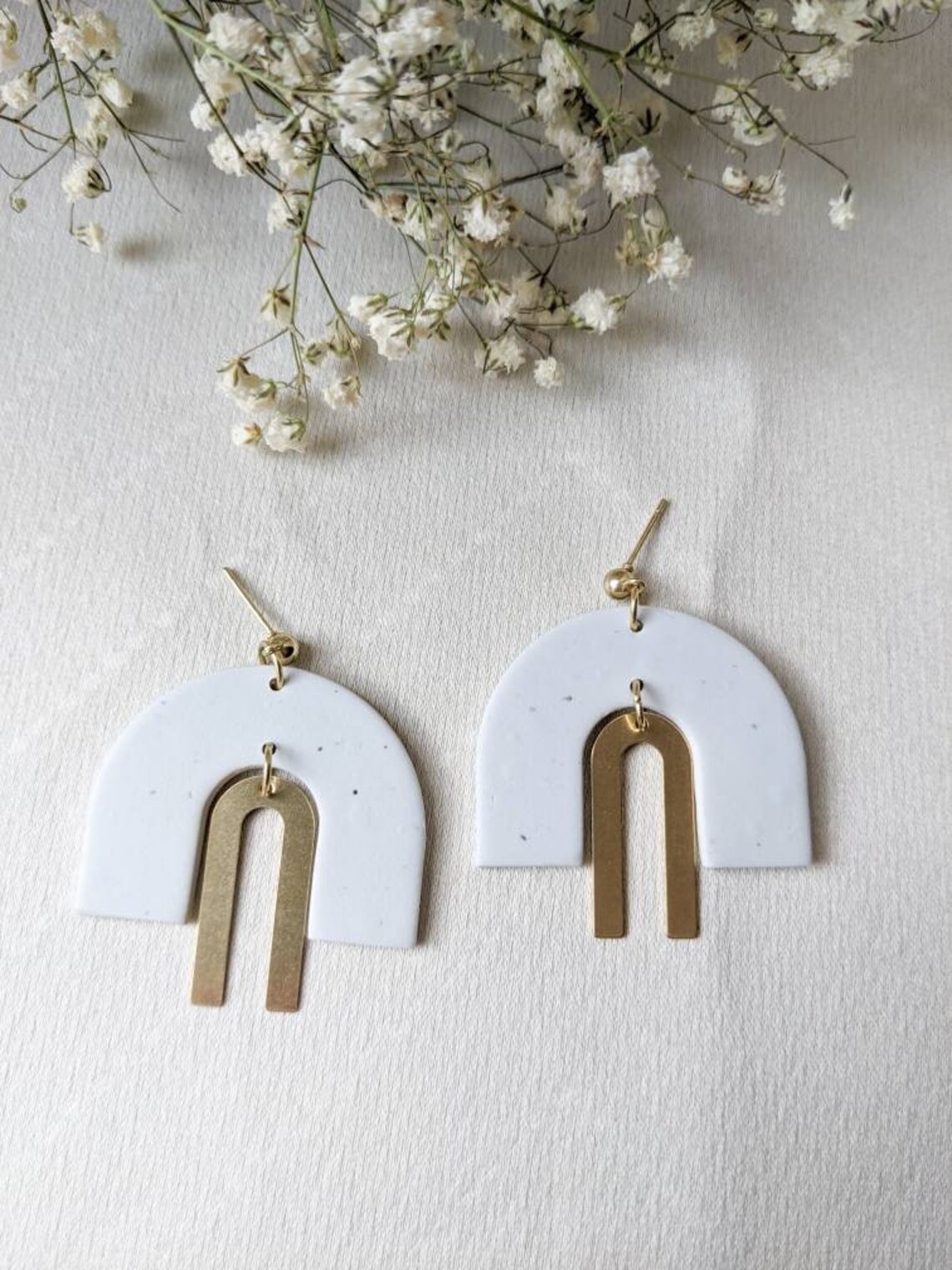 HARLOW Arch Dangle Polymer Clay Earrings With Brass Arch and - Etsy Canada