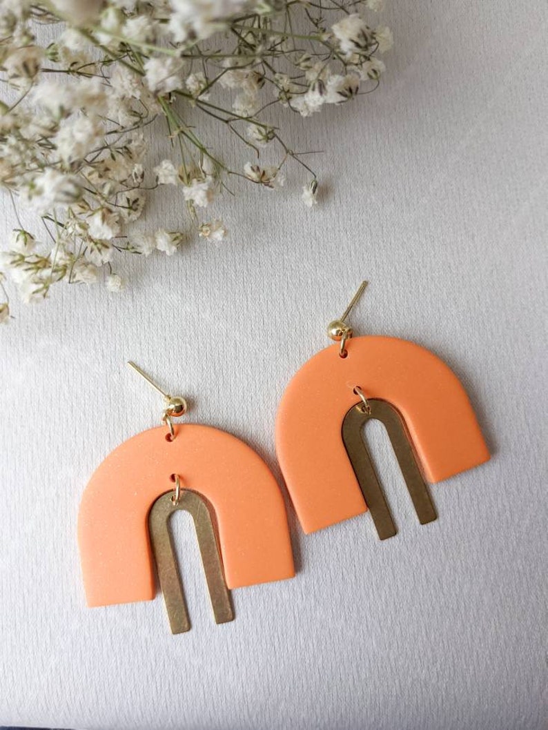 HARLOW Arch Dangle Polymer Clay Earrings With Brass Arch and - Etsy Canada