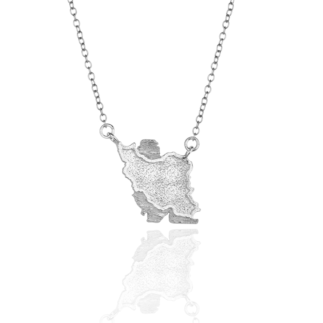 Sterling Silver Handmade Necklace, Iran Map Necklace, Persian Necklace ...