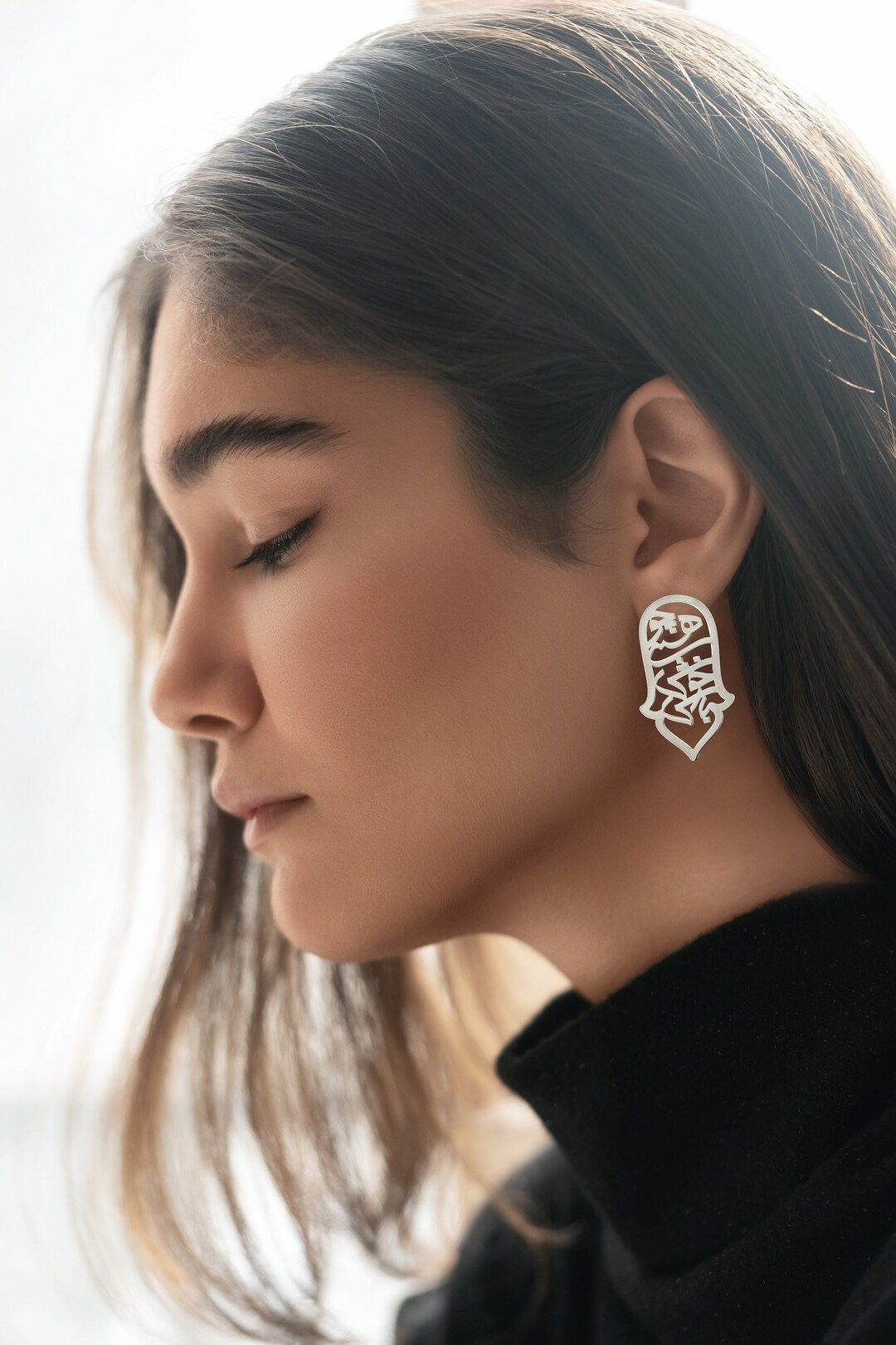 Sterling Silver Persian Calligraphy Drop Earrings, Khayyam Poem ...
