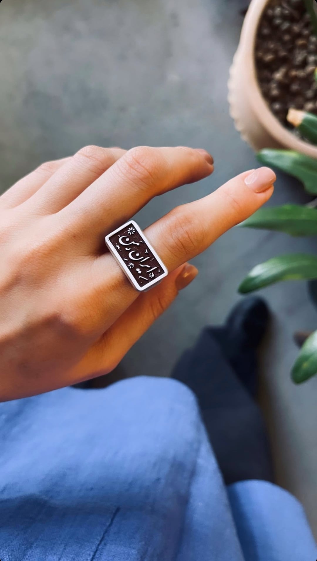 Silver Persian Calligraphy Iran Signet Ring, Persian Unisex Signet Ring ...