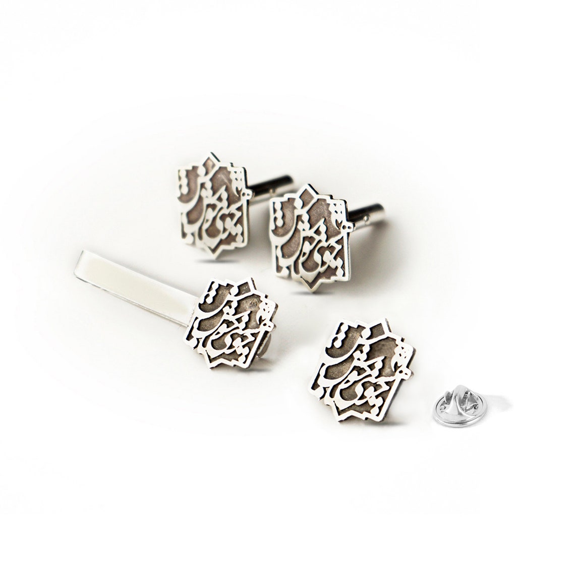 Unisex Label Pin, Persian Calligraphy Silver Pin, Handmade Pin ...