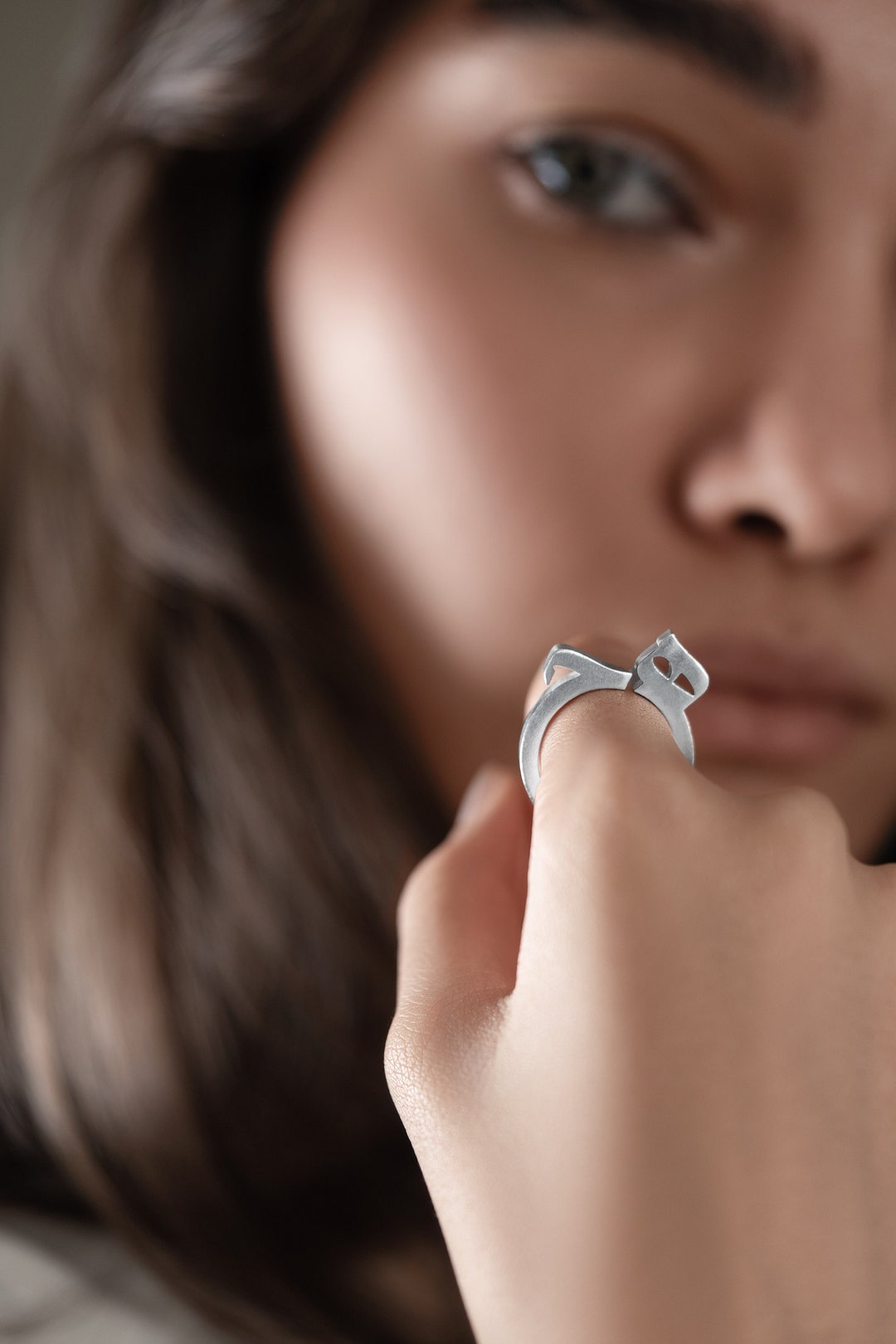 Hich Calligraphy Silver Ring, Contemporary Modern Ring, Wearable Art ...