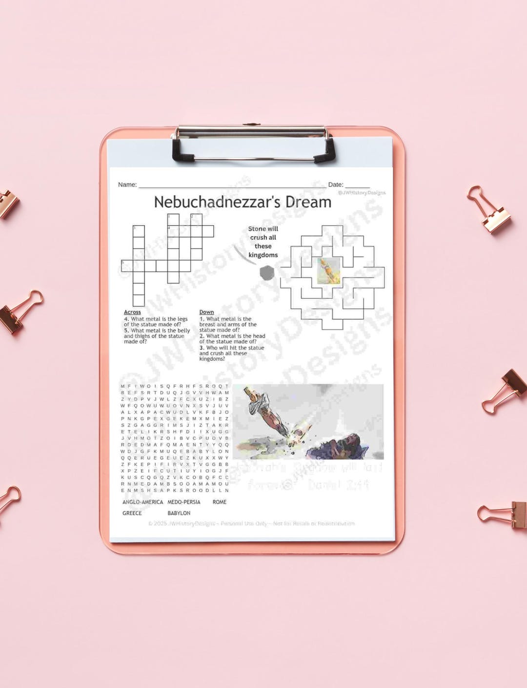 Nebuchadnezzar's Dream – JW Kids Printable Worksheet – Bible History of ...