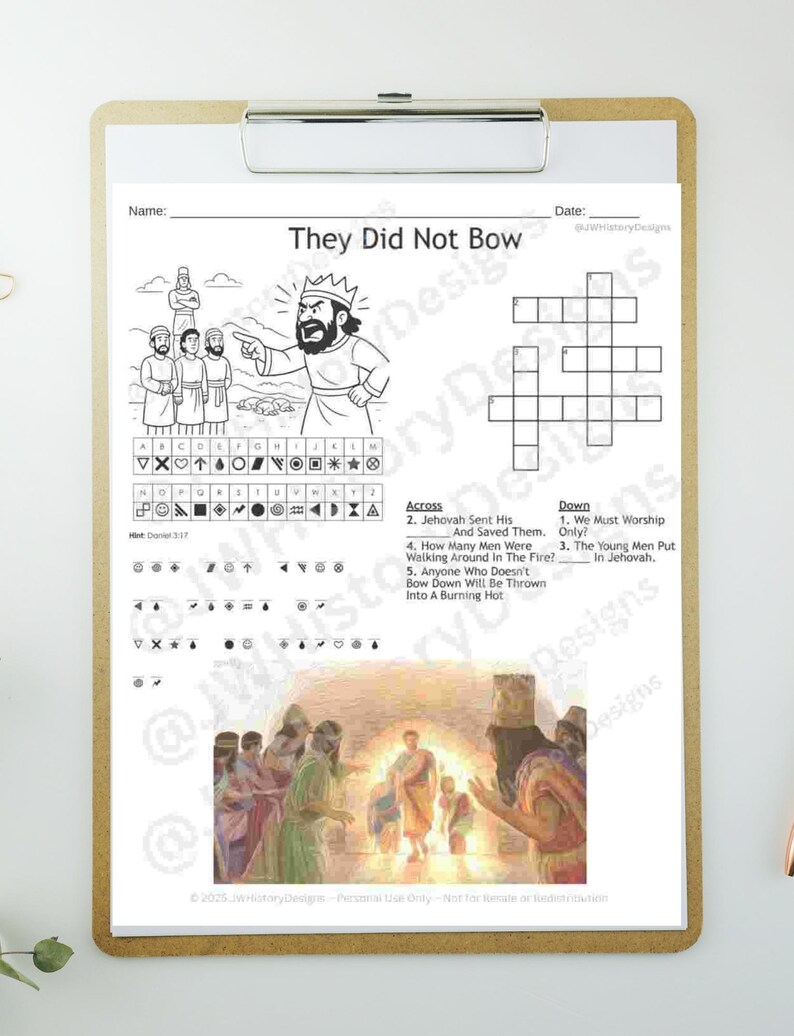 Shadrach, Meshach, and Abednego – JW Kids Printable – Bible History of ...