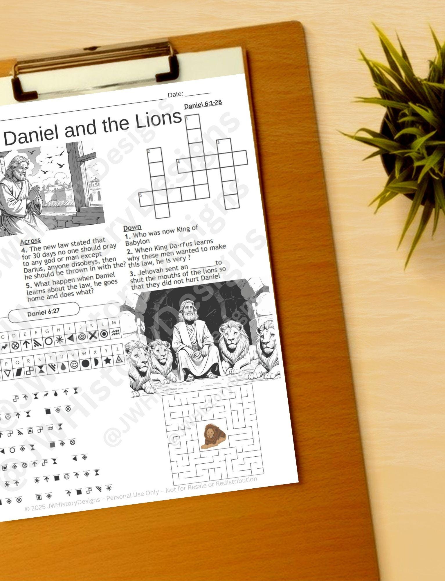 Daniel in the Lions Den Kids and Family Printable – JW Bible History of ...