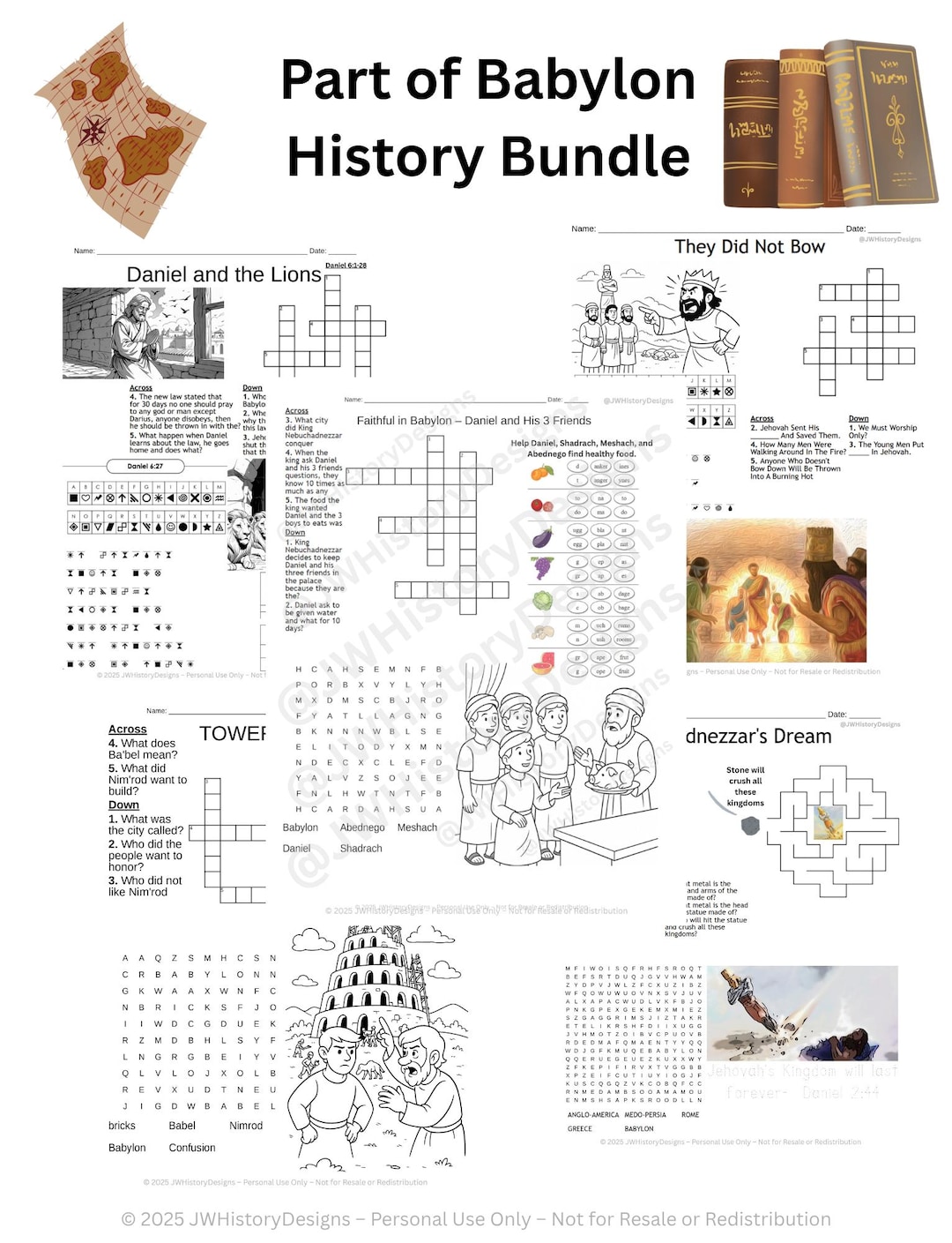 JW Kids Bible Worksheets Bundle – History of Babylon Series – Printable ...