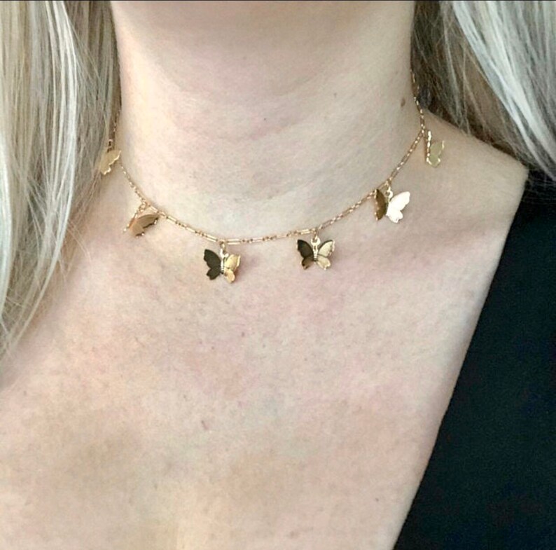 Dainty Gold Butterfly Necklacesmall Butterfly Necklace Gold | Etsy