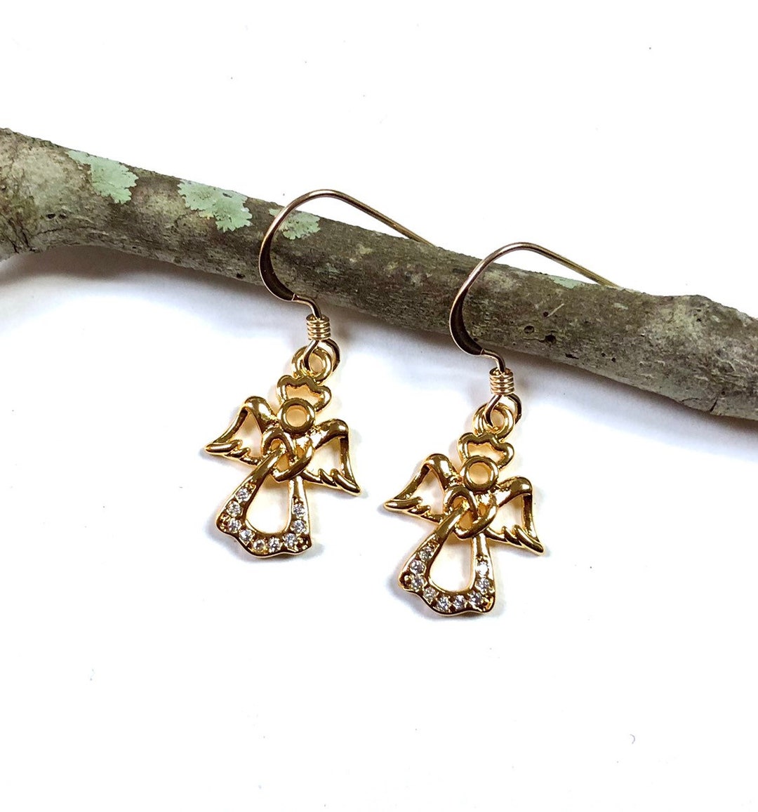 Gold Angel Earrings, Angel Earrings, Christmas Earrings , Guardian ...