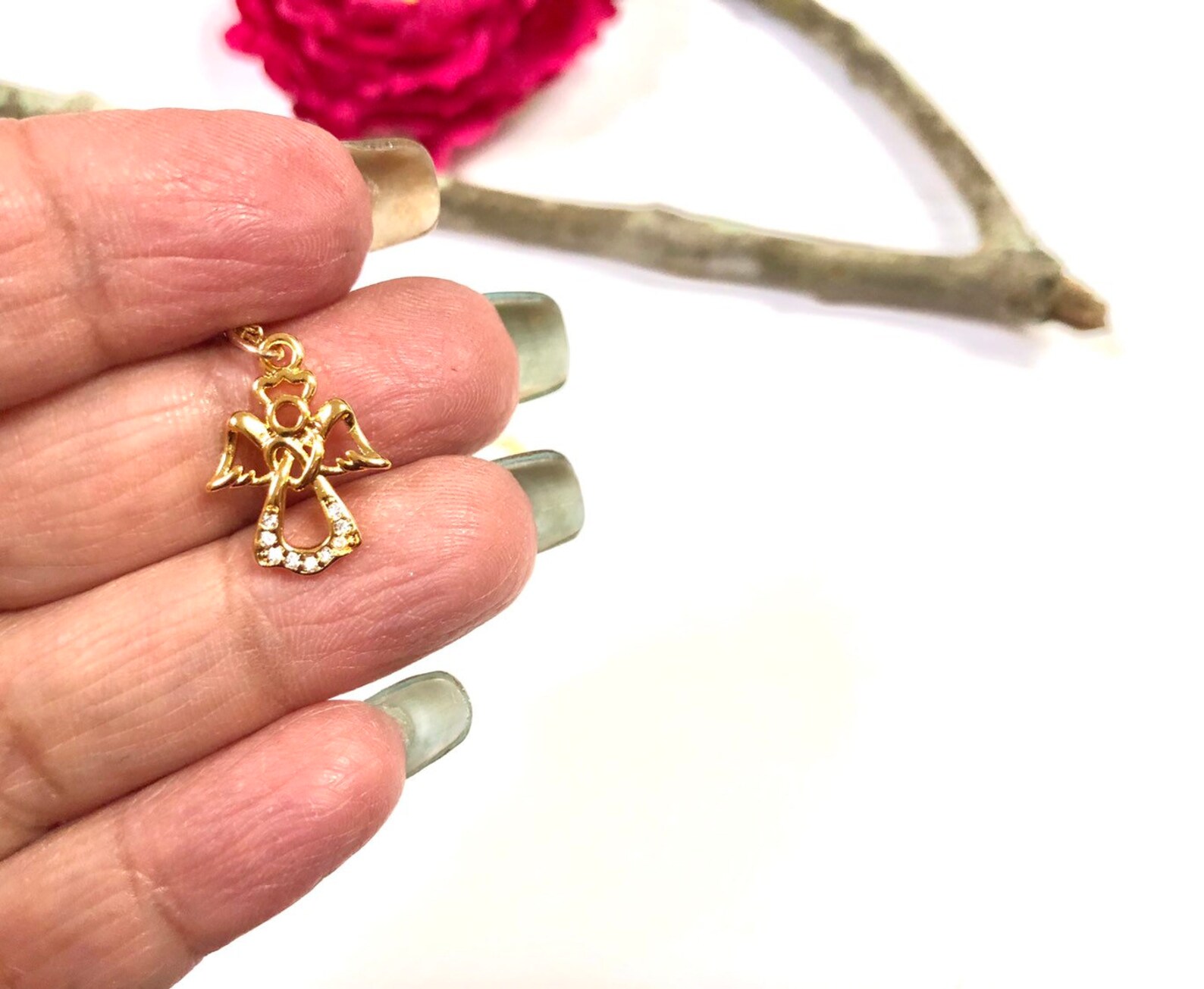 Dainty Gold Angel Necklace, Angel Necklace, Christmas Necklace, Angel ...