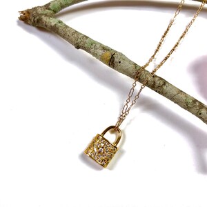 Dainty Gold Lock Necklace, Small Lock Necklace, Lock Layering Necklace ...