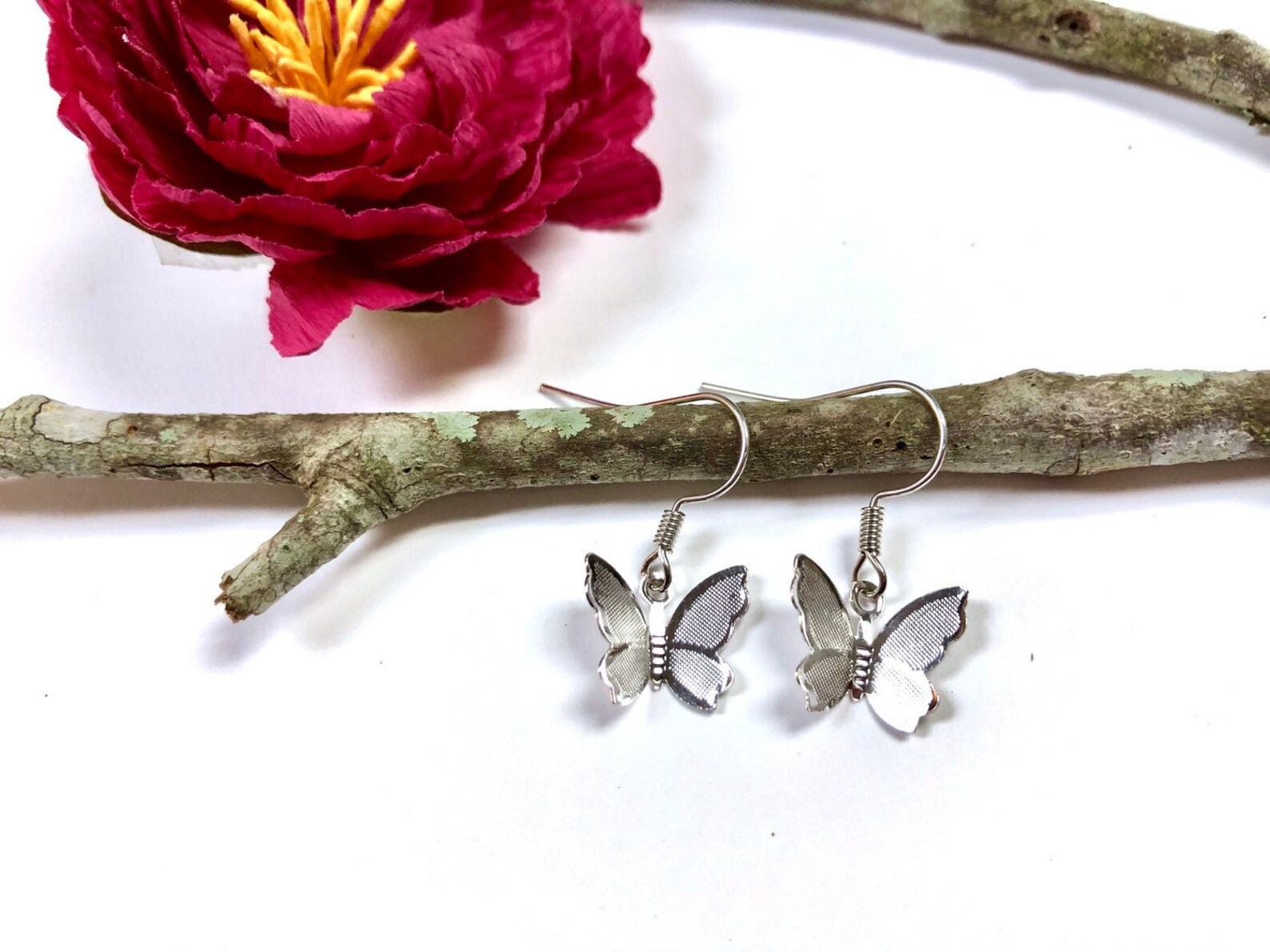 Dainty Silver Butterfly Earrings Small Butterfly Earrings | Etsy