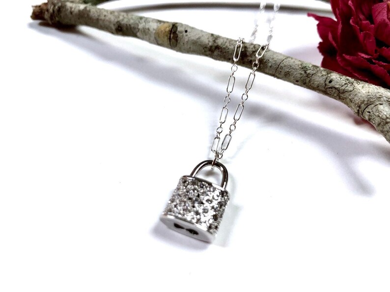 Dainty Silver Lock Necklace Small Lock Necklace Lock | Etsy