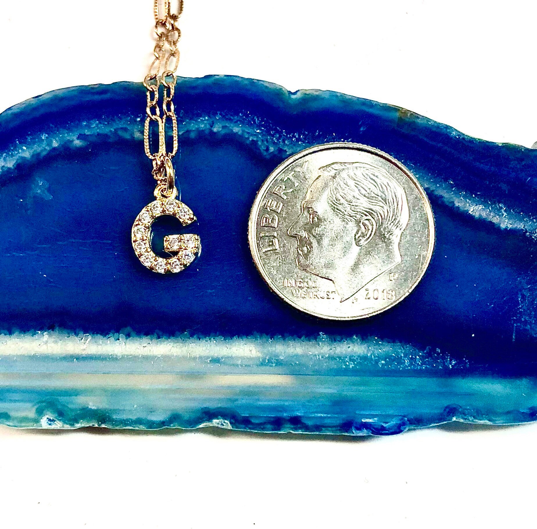 Tiny Gold Initial G Necklace Initial Necklace Letter G | Etsy