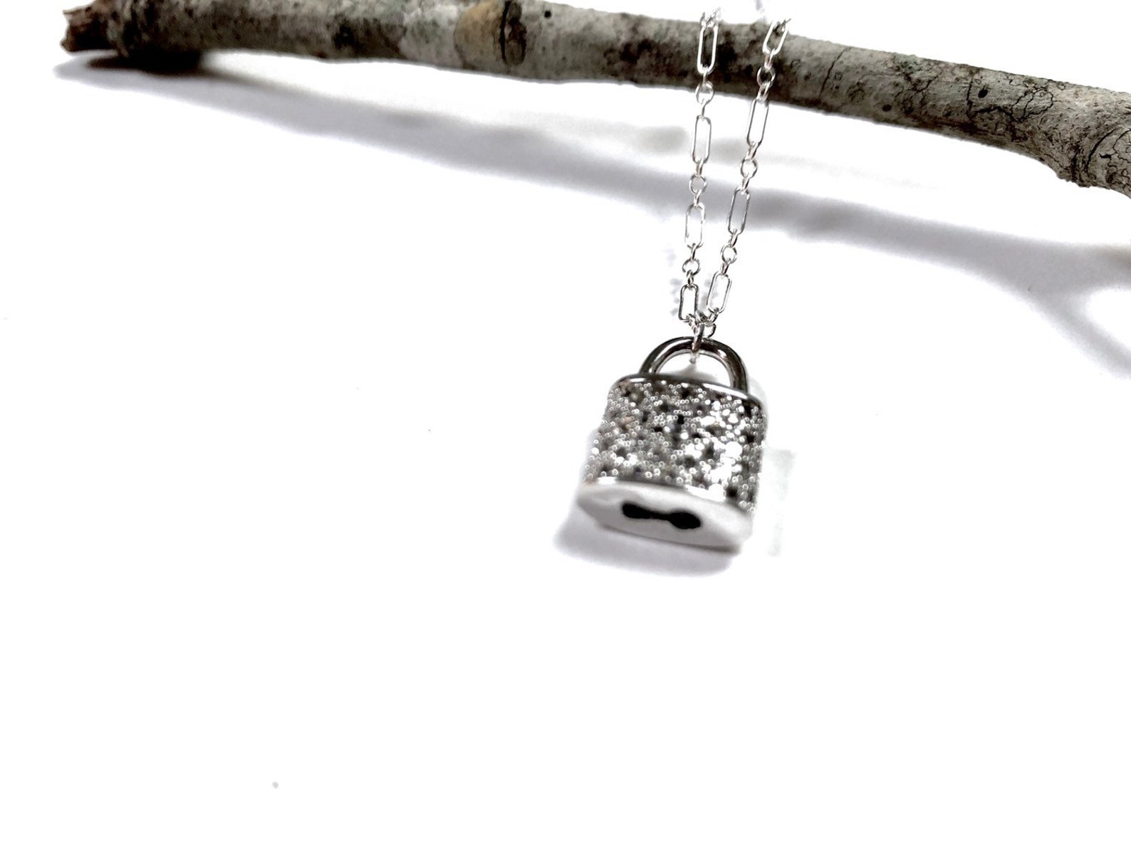 Dainty Silver Lock Necklace Small Lock Necklace Lock | Etsy