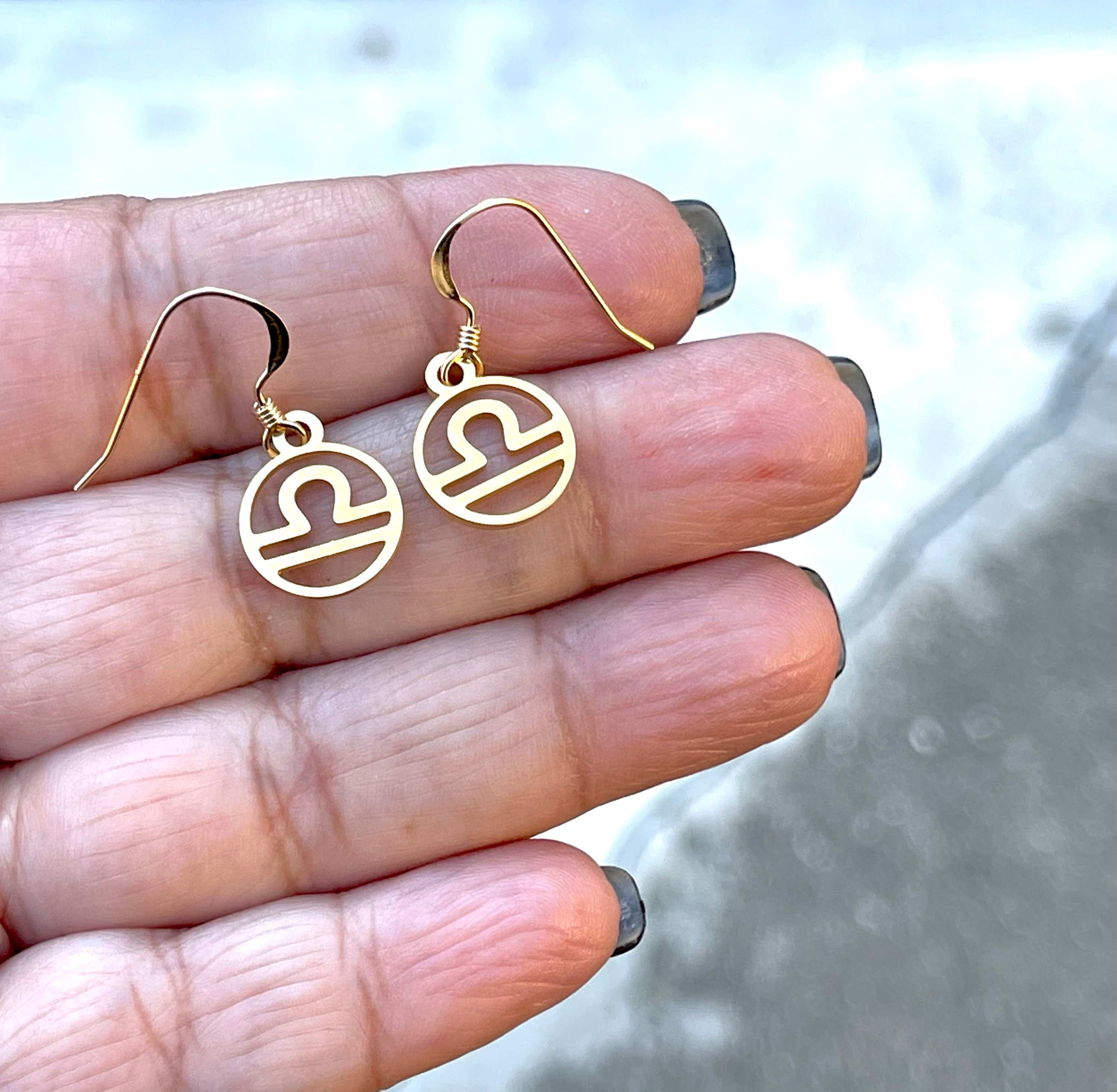 Gold Libra Zodiac Earrings Libra Earrings Libra Jewelry | Etsy