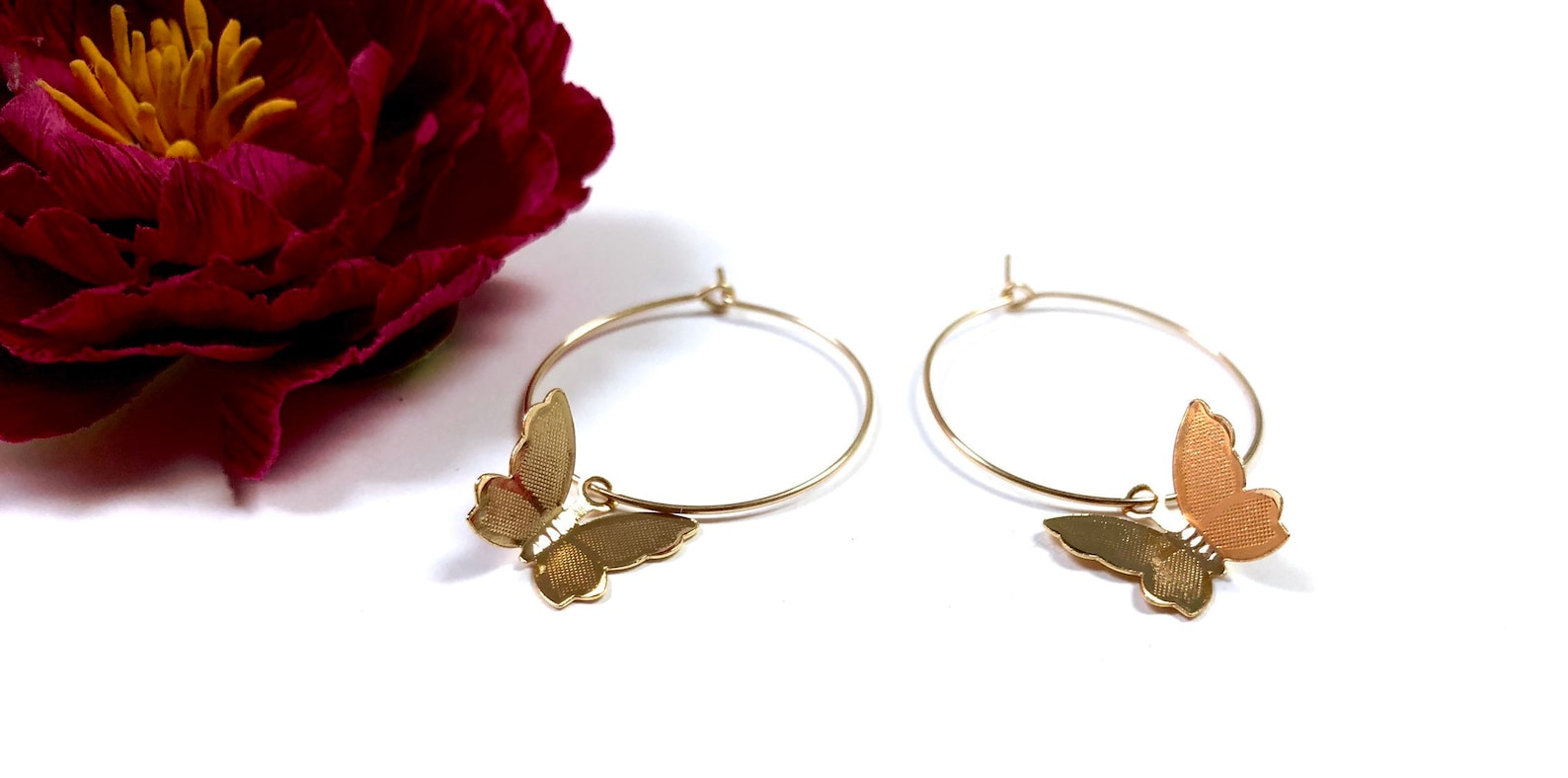 Gold Butterfly Earrings Butterfly Hoop Earrings Gold Hoop - Etsy