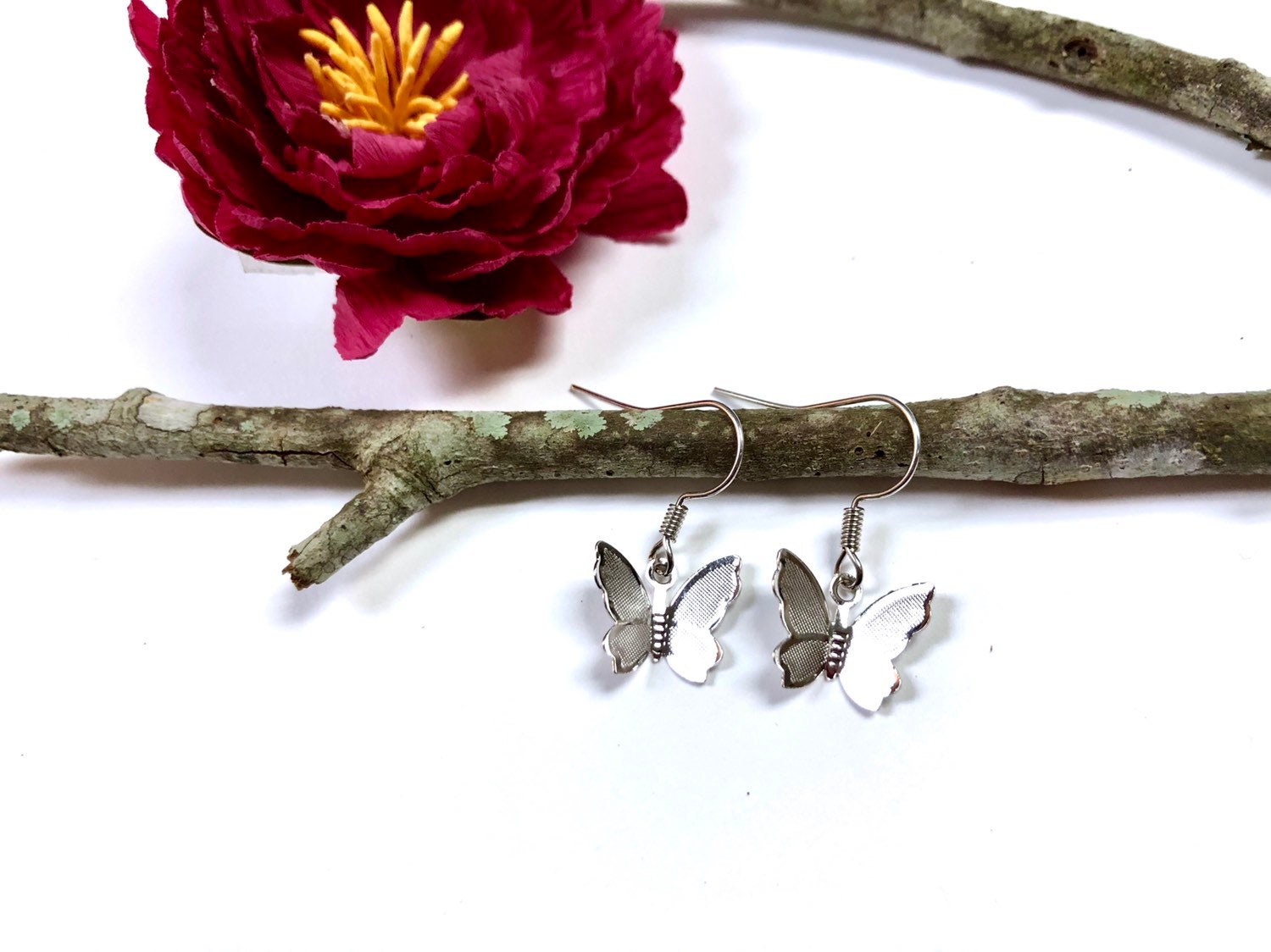 Dainty Silver Butterfly Earrings, Small Butterfly Earrings, Butterfly ...