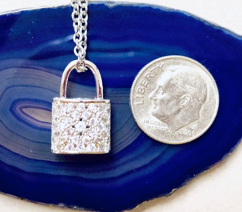 Dainty Silver Lock Necklace Small Lock Necklace Lock | Etsy
