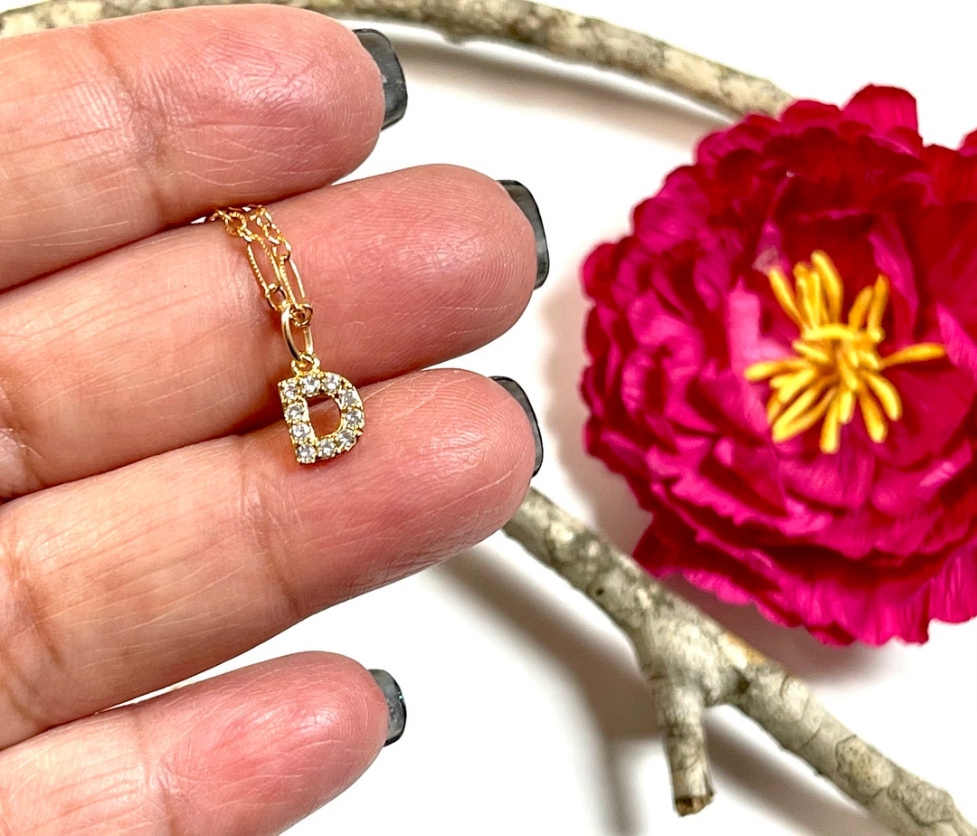 Tiny Gold Initial D Necklace, Initial Necklace, Letter D Necklace ...