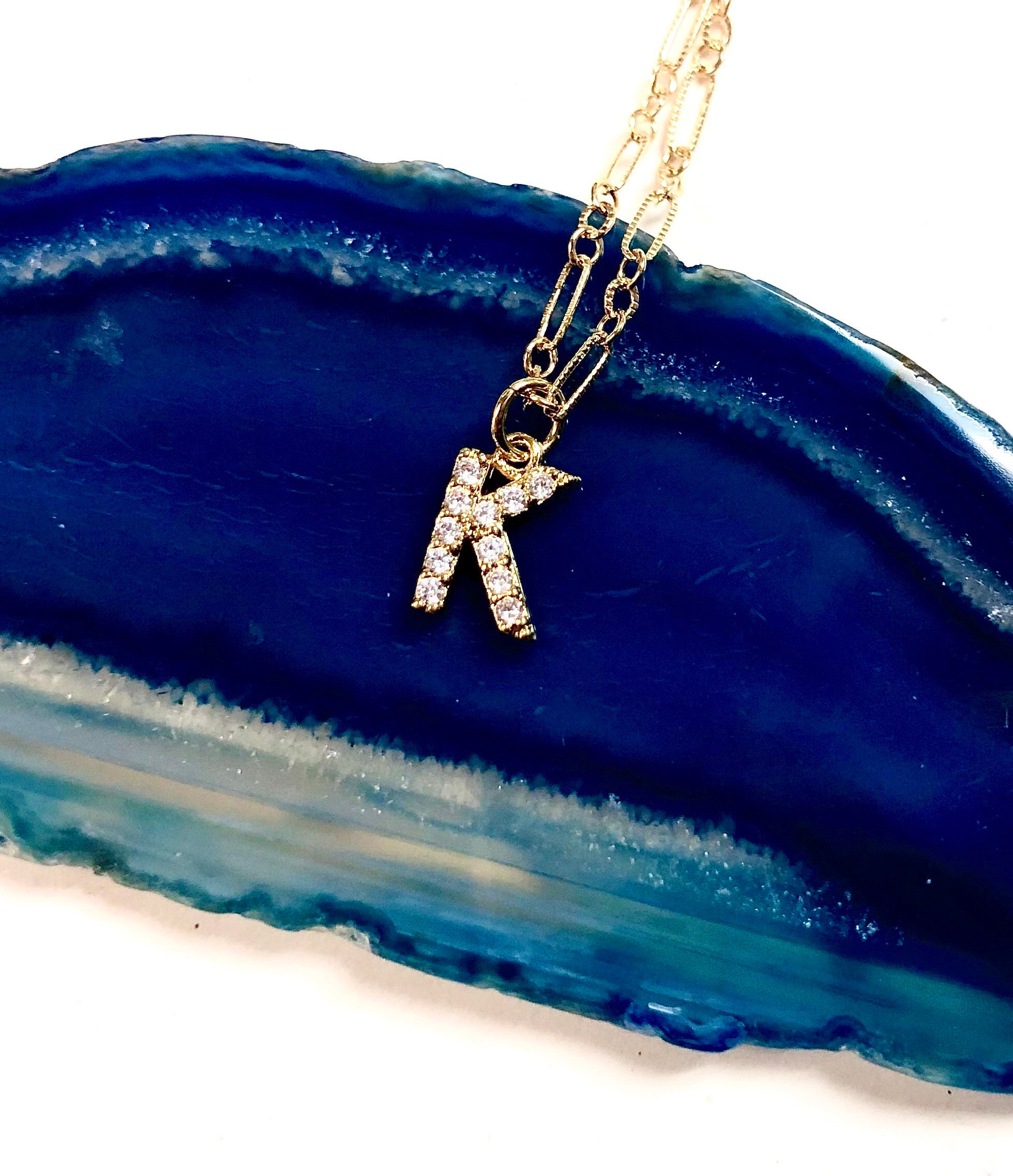Tiny Gold Initial K Necklace, Initial Necklace, Letter K Necklace ...