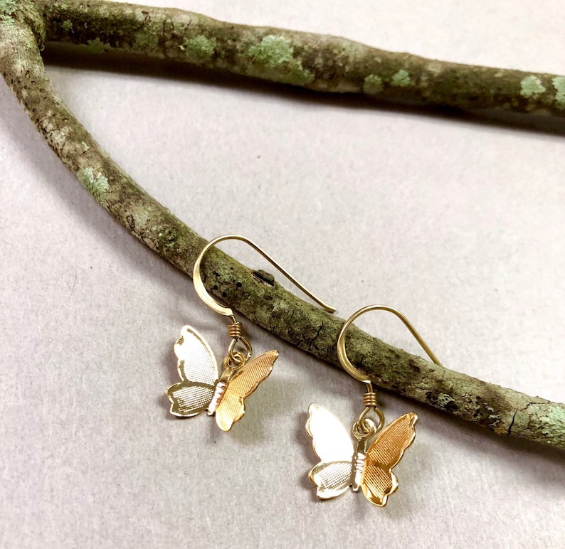 Dainty Gold Butterfly Earrings Small Butterfly Dangle | Etsy
