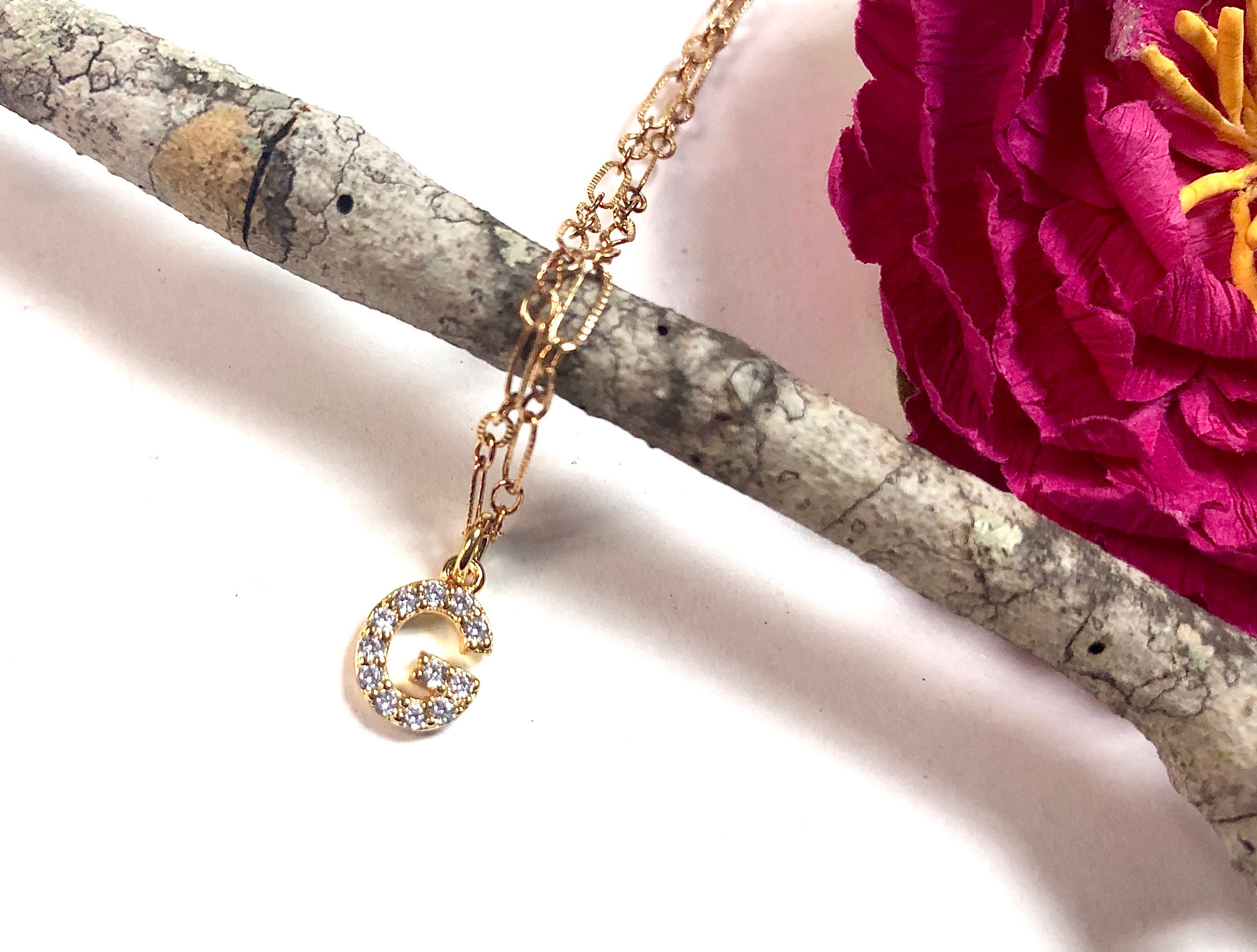 Tiny Gold Initial G Necklace Initial Necklace Letter G | Etsy