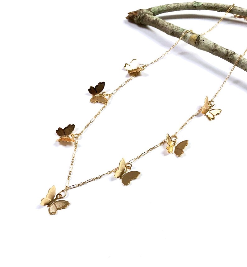 Dainty Gold Butterfly Necklacesmall Butterfly Necklace Gold | Etsy
