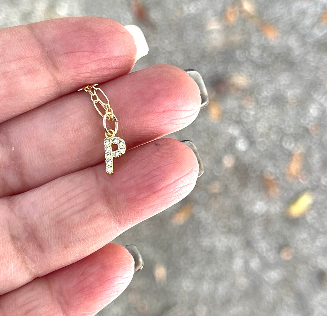 Tiny Gold Initial P Necklace, Initial Necklace, Letter P Necklace ...