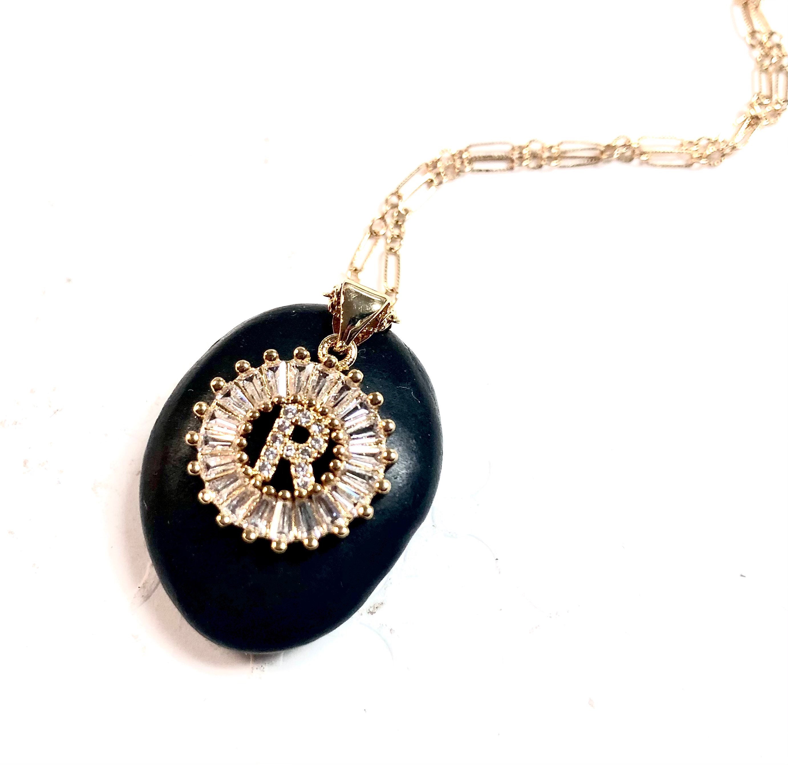 Collar R inicial de oro collar R inicial collar de letra R | Etsy