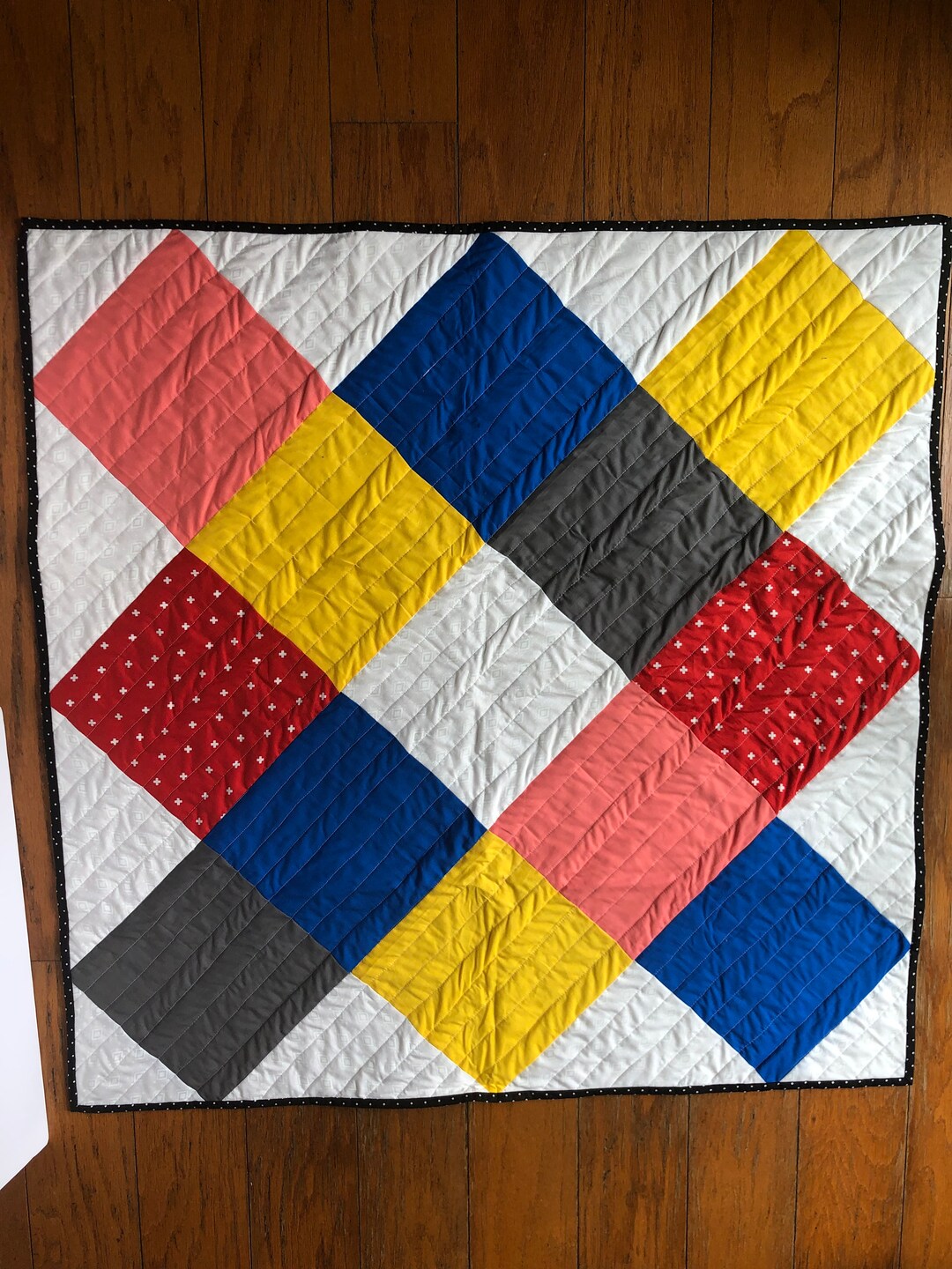 Bright Baby Quilt Primary Colors Colorblocked Baby Quilt Modern Baby ...
