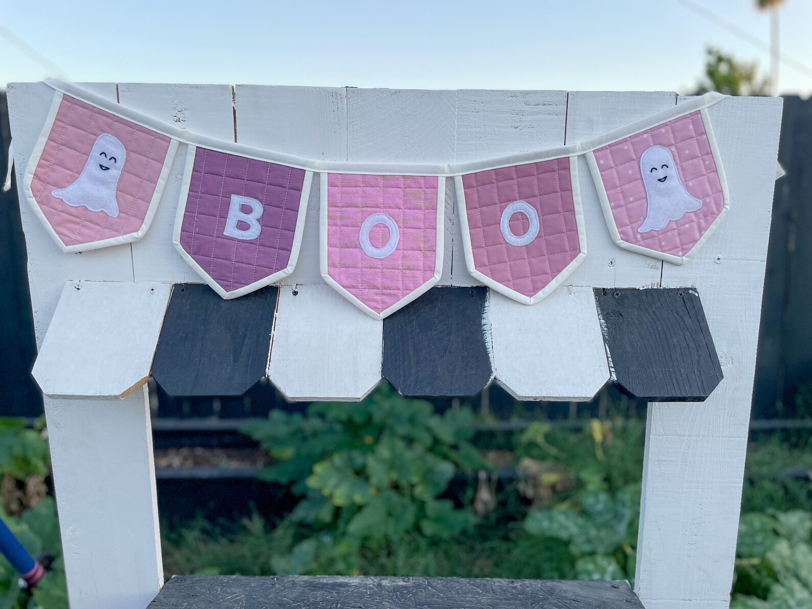 Pink and Purple Quilted Pastel Boo Banner | Happy Ghost Halloween Decor ...