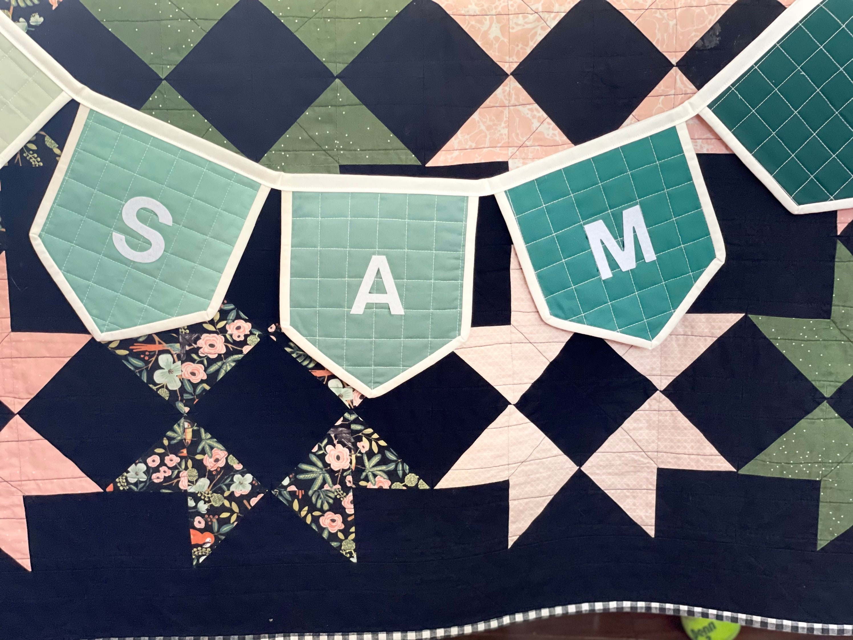 Quilted Name Bunting Custom Name Banner Handmade Baby Nursery Decor ...
