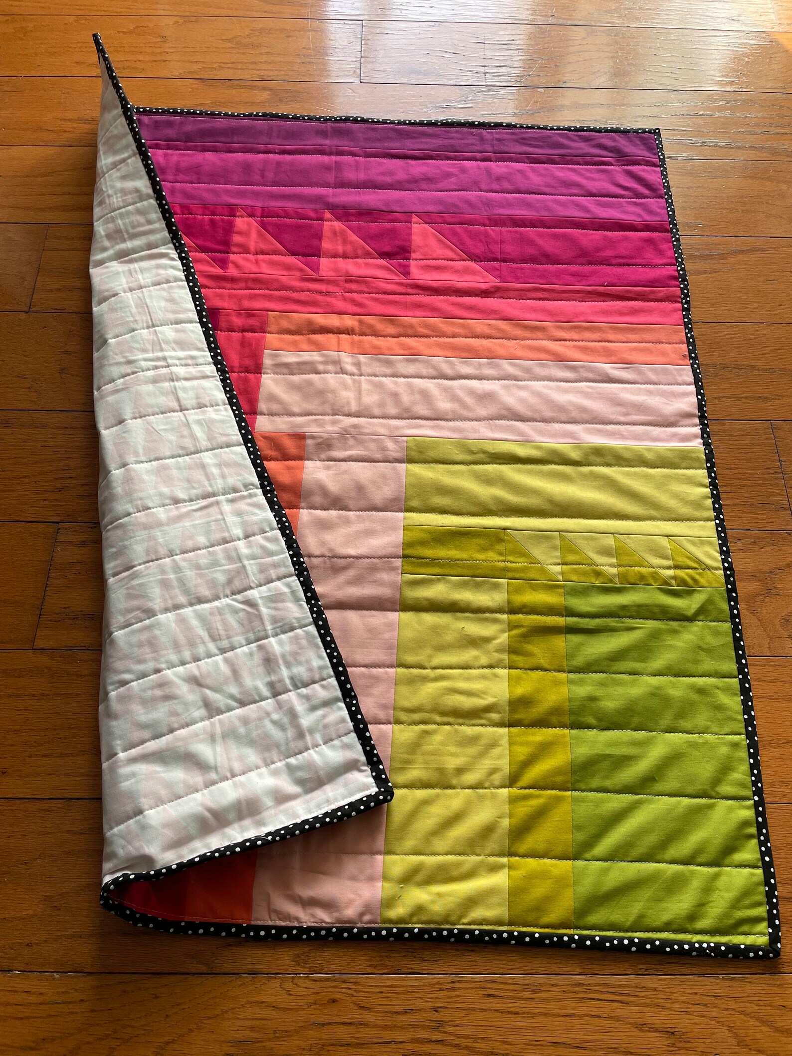 Quilted Wall Hanging Modern Quilt Pink and Green Quilt Bold and Bright ...