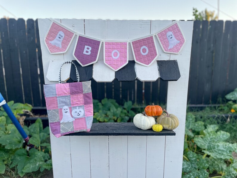 Pink and Purple Quilted Pastel Boo Banner | Happy Ghost Halloween Decor ...