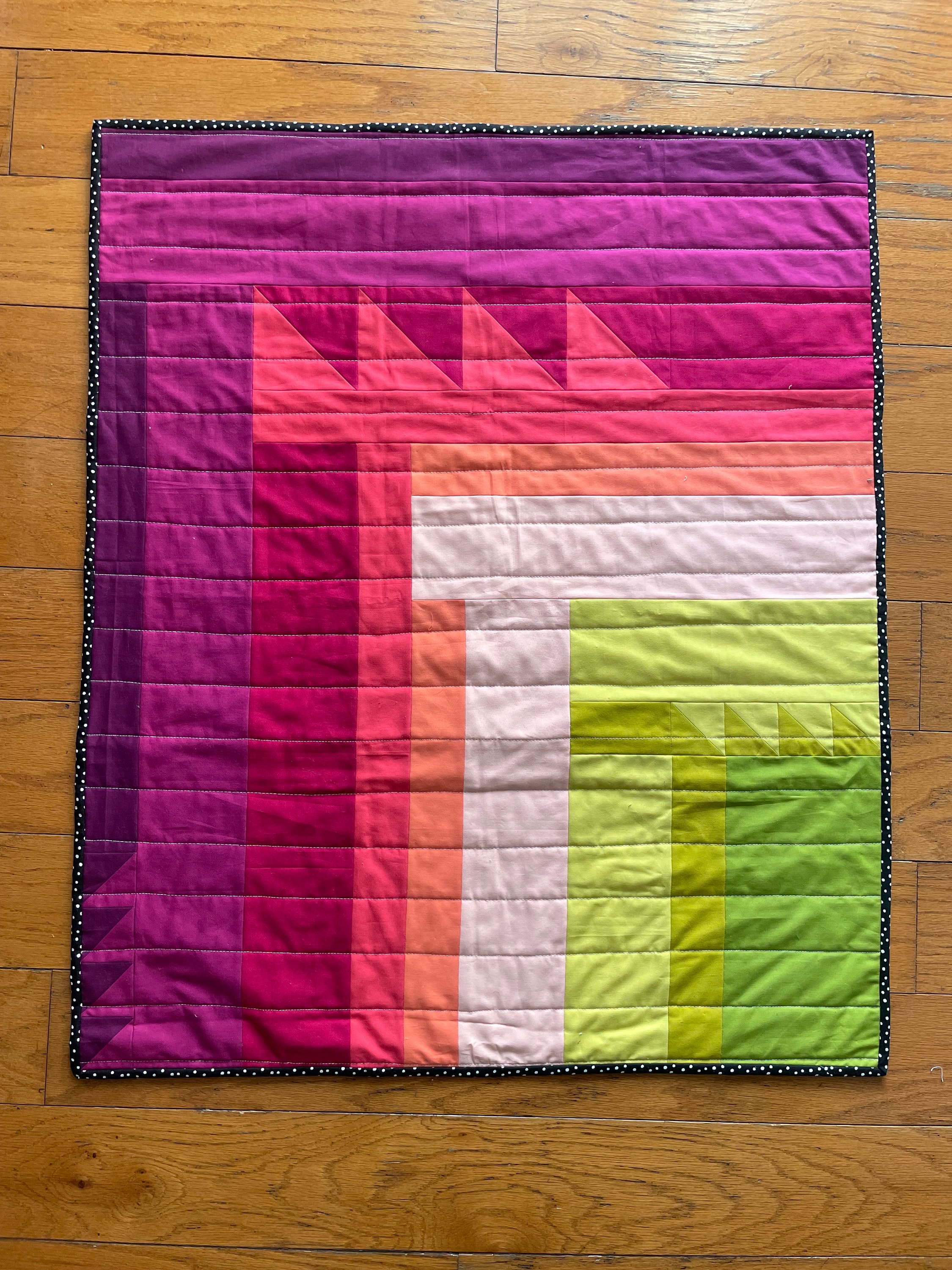 Quilted Wall Hanging | Modern Quilt | Pink and Green Quilt | Bold and ...